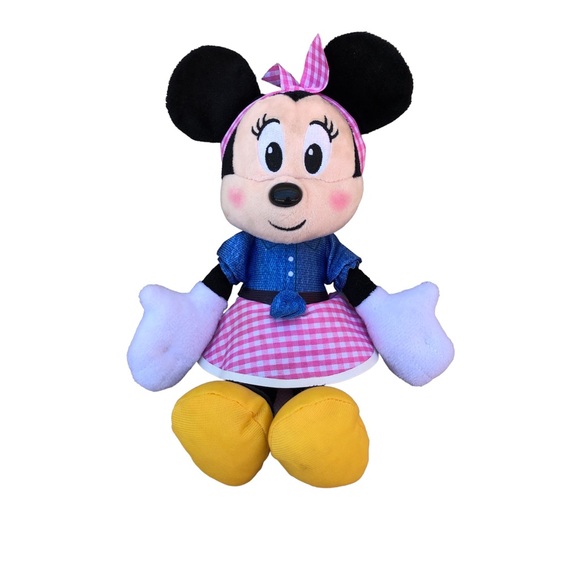 Disney | Toys | Disney Pink Blue Minnie Mouse Denim Top Small Plush ...